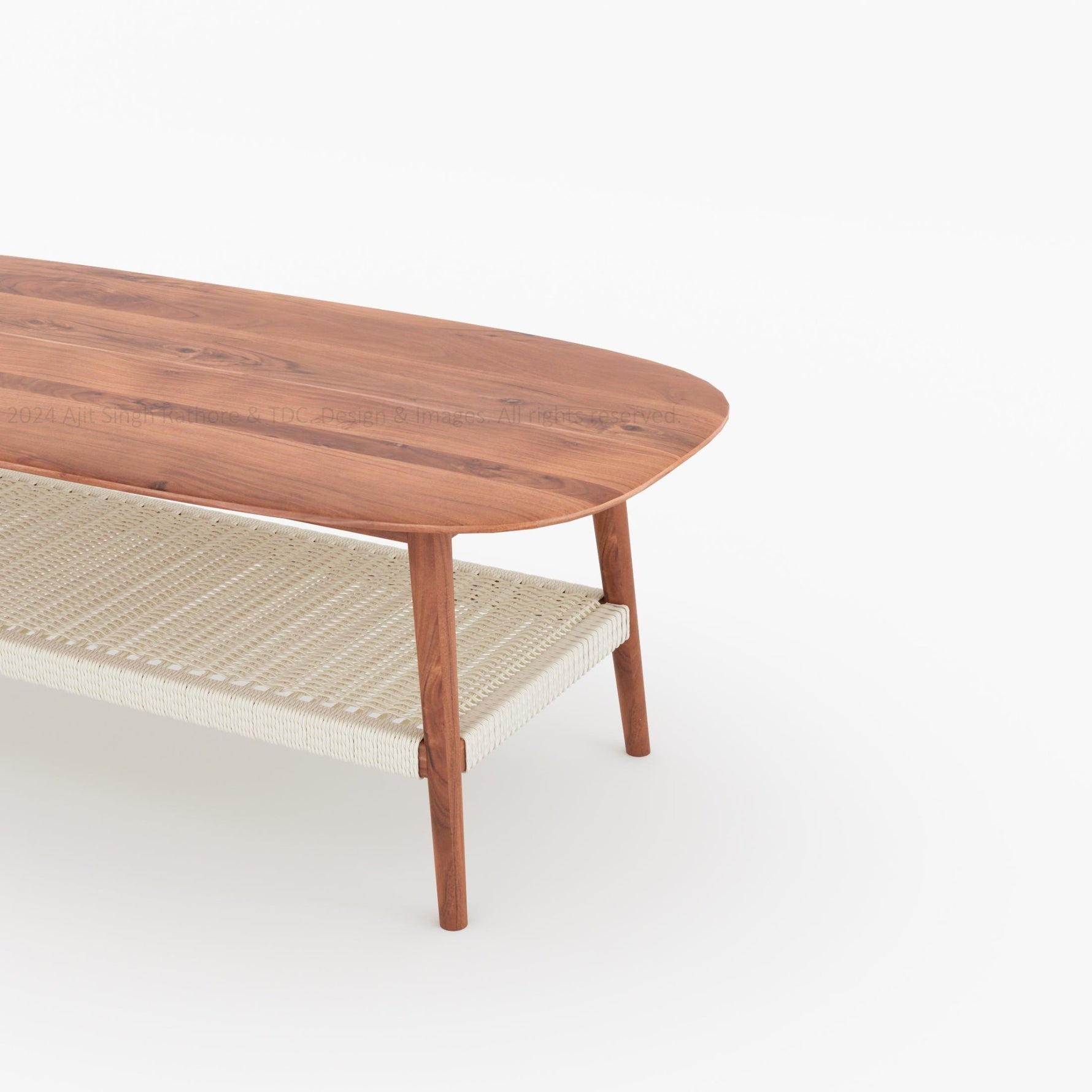 Two-Tier Coffee Table with Polyester Rope Shelf – theruralart.com