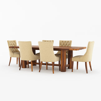 Solid Wood Rustic Dining Table Set | Florence – theruralart.com