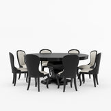 Birmingham Rustic Solid Wood 6, 8, 10 Seater Black Round Dining Set ...
