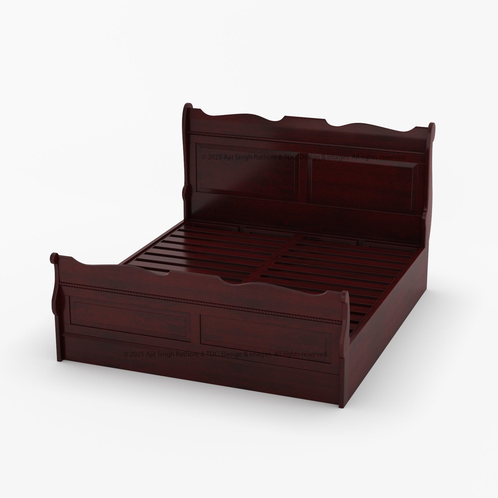 Lancaster Handcrafted Solid Wood Sleigh Platform Bed – theruralart.com