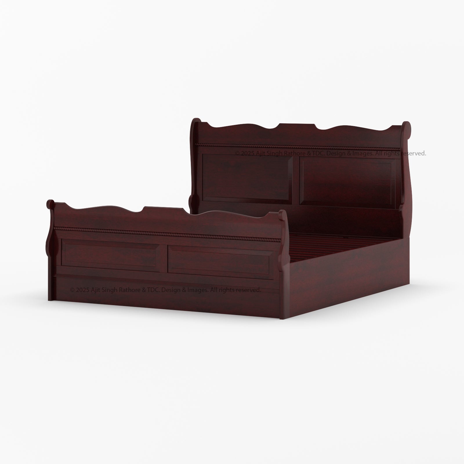 Lancaster Handcrafted Solid Wood Sleigh Platform Bed – theruralart.com