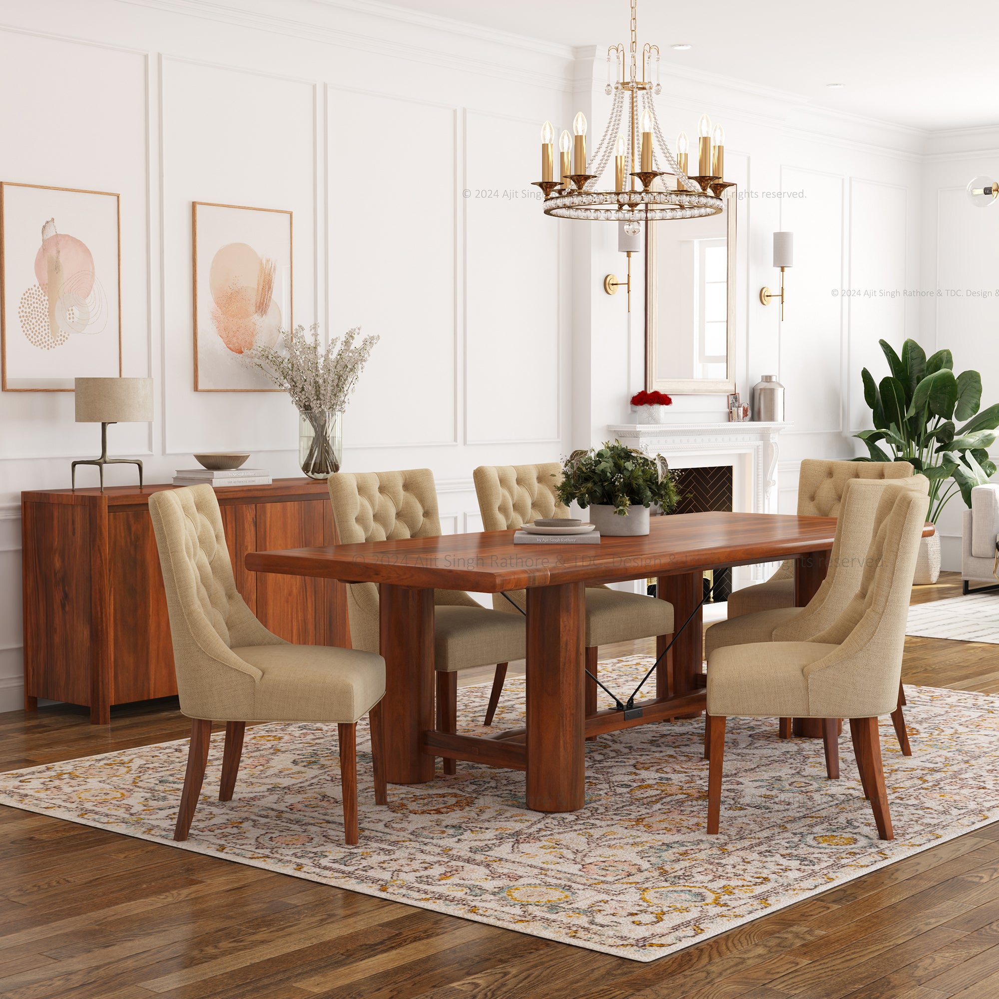 Solid Wood Rustic Dining Table Set | Florence – theruralart.com